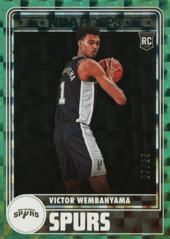Victor Wembanyama 2023 Hoops #298 Tribute - Hyper Green /25 Price Guide ...
