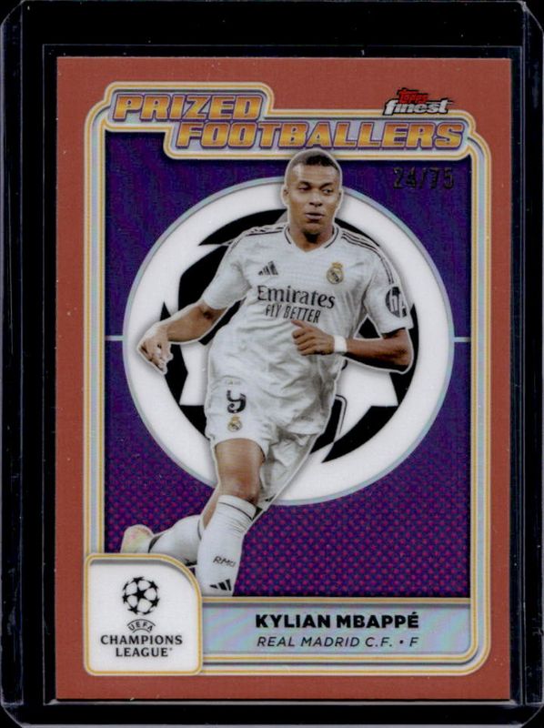 Kylian Mbappe 2024 Topps Finest UEFA Club Competitions #PF-13 Prized ...