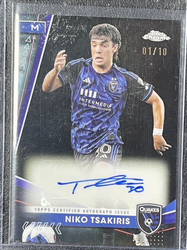 Niko Tsakiris 2024 Topps Chrome MLS #CA-NT Chrome Autographs - Black Refractor /10 Price Guide ...