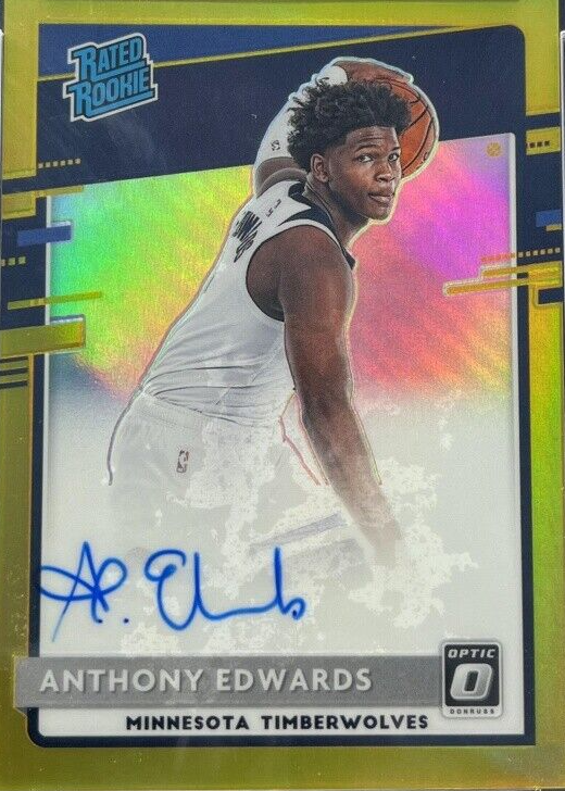 Anthony Edwards 2020 Optic #151 Rated Rookie Signatures - Gold /10 ...