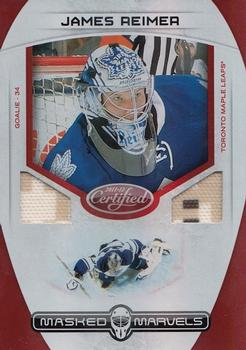 James Reimer 2011 Certified #9 Masked Marvels - Materials /99 Price ...