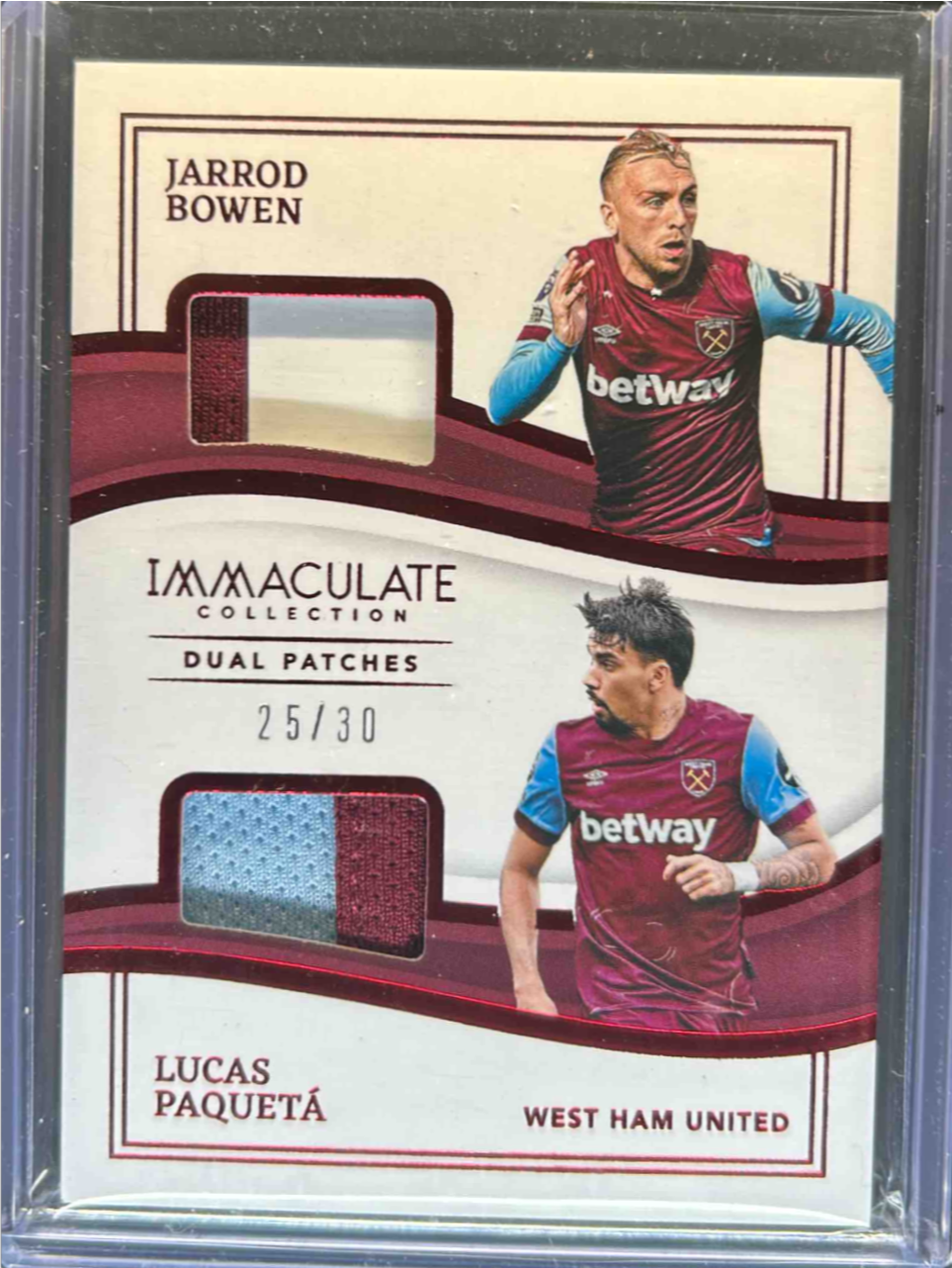 Jarrod Bowen / Lucas Paqueta 2023 Immaculate #DP-JL Dual Patches - Ruby ...