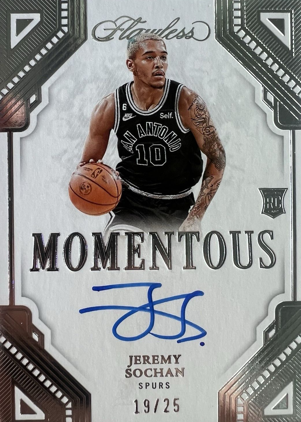 Jeremy Sochan 2022 Flawless #MA-JSC Momentous Autographs /25 Price ...