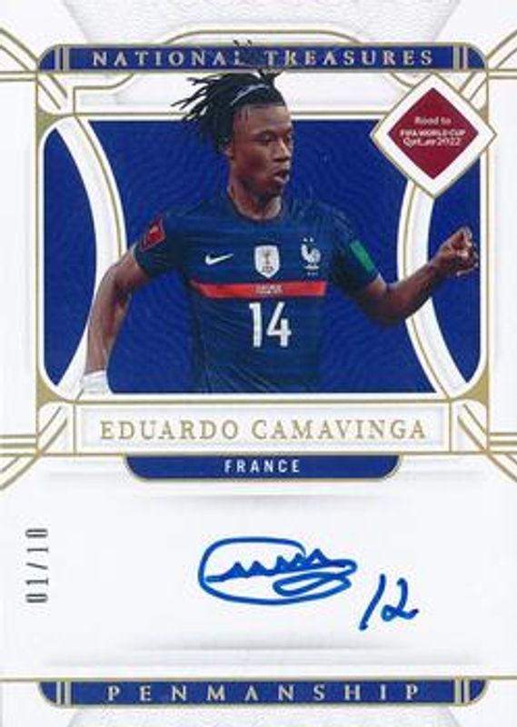Eduardo Camavinga 2022 National Treasures World Cup #P-ECM Penmanship ...