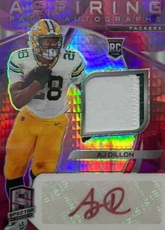 AJ Dillon 2020 Spectra #14 Aspiring Patch Autographs - Neon Pink (/25 ...