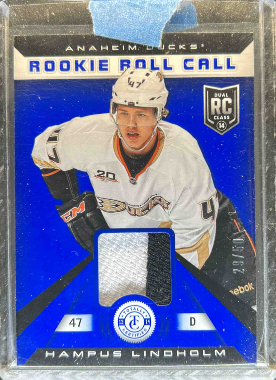 Hampus Lindholm 2013 Totally Certified #RR-HLI Rookie Roll Call Blue Prime /50 Price Guide ...