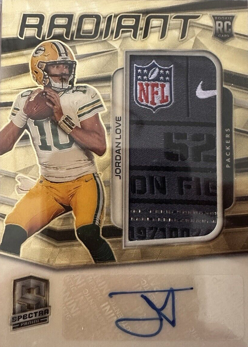 Jordan Love 2020 Spectra #2 Radiant Rookie Patch Signatures - Gold /1 ...