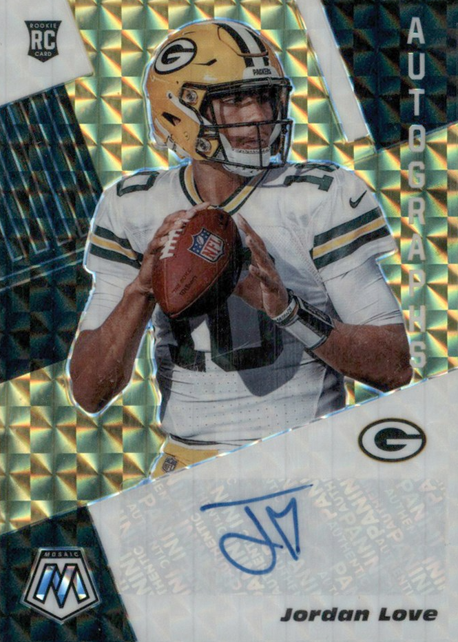 Jordan Love 2020 Mosaic #RA11 Rookie Autographs - Gold /10 Price Guide ...