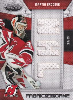 Martin Brodeur 2010 Certified #MB Fabric of the Game NHL die-cut /25 ...