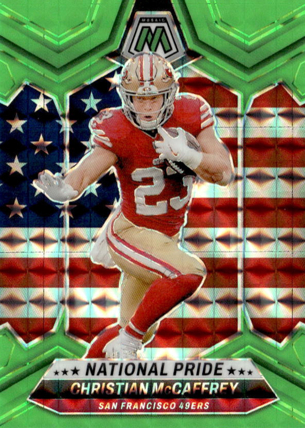 Christian McCaffrey 2024 Mosaic #256 National Pride - Green Fluorescent /10 Price Guide - Sports ...