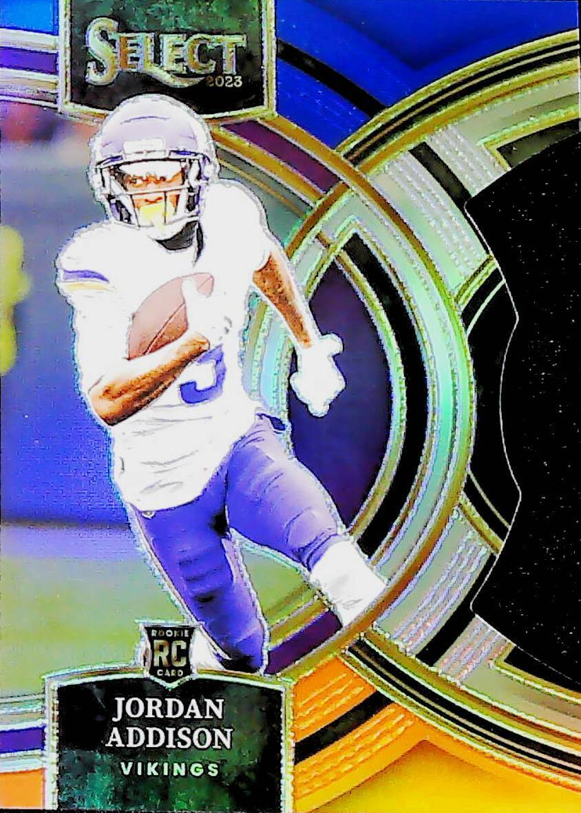 Jordan Addison 2023 Select #194 Premier Level Blue & Orange Die-Cut /35 ...