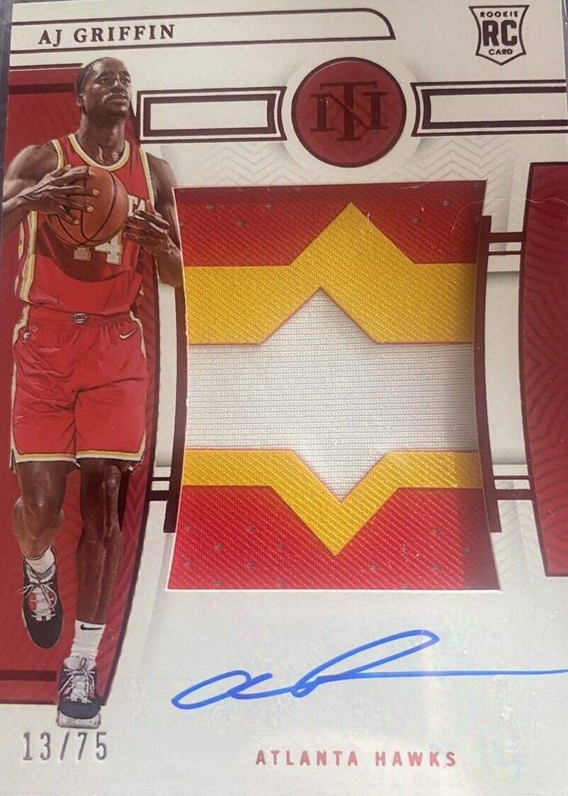 AJ Griffin 2022 National Treasures #103 Rookie Patch Auto - Red /75 ...