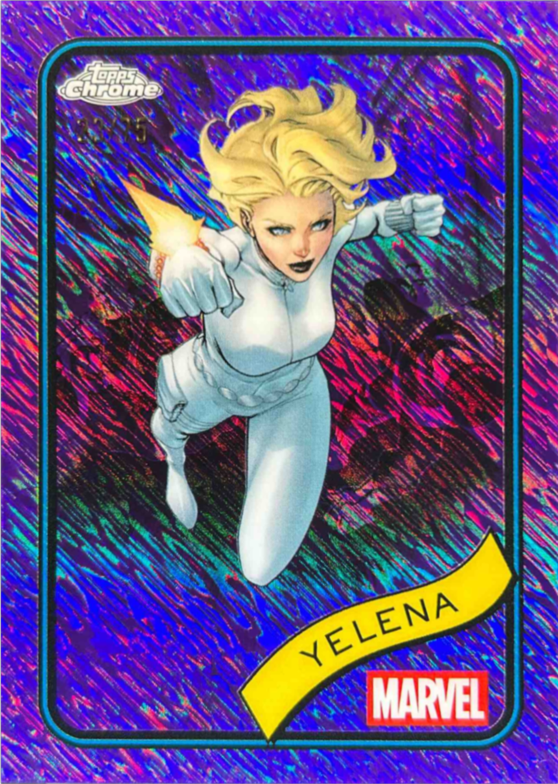 Yelena 2025 Topps Chrome #83 Purple Shimmer Refractor /75 Price Guide ...