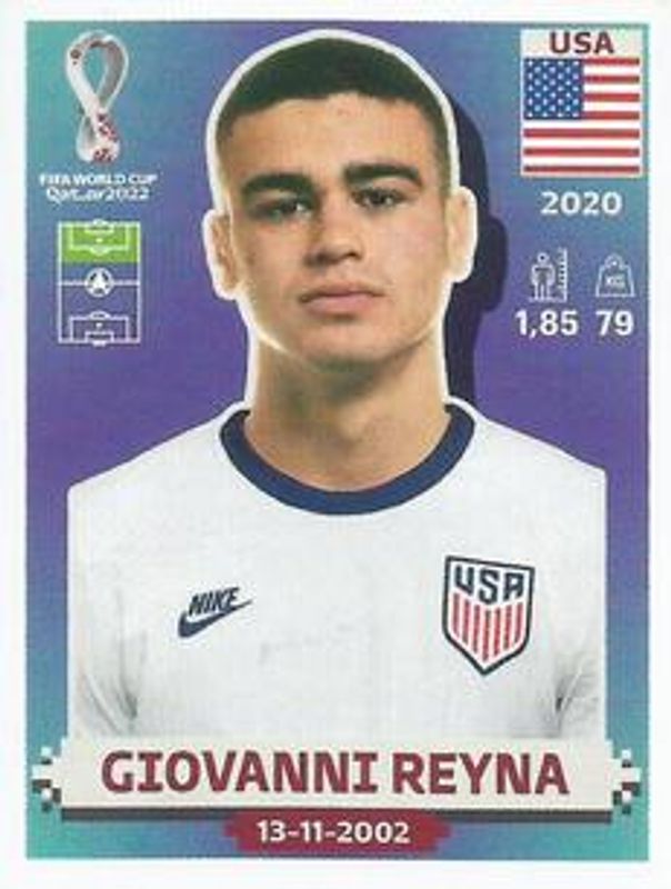Giovanni Reyna 2022 Panini World Cup Stickers #USA19 Base Price Guide ...