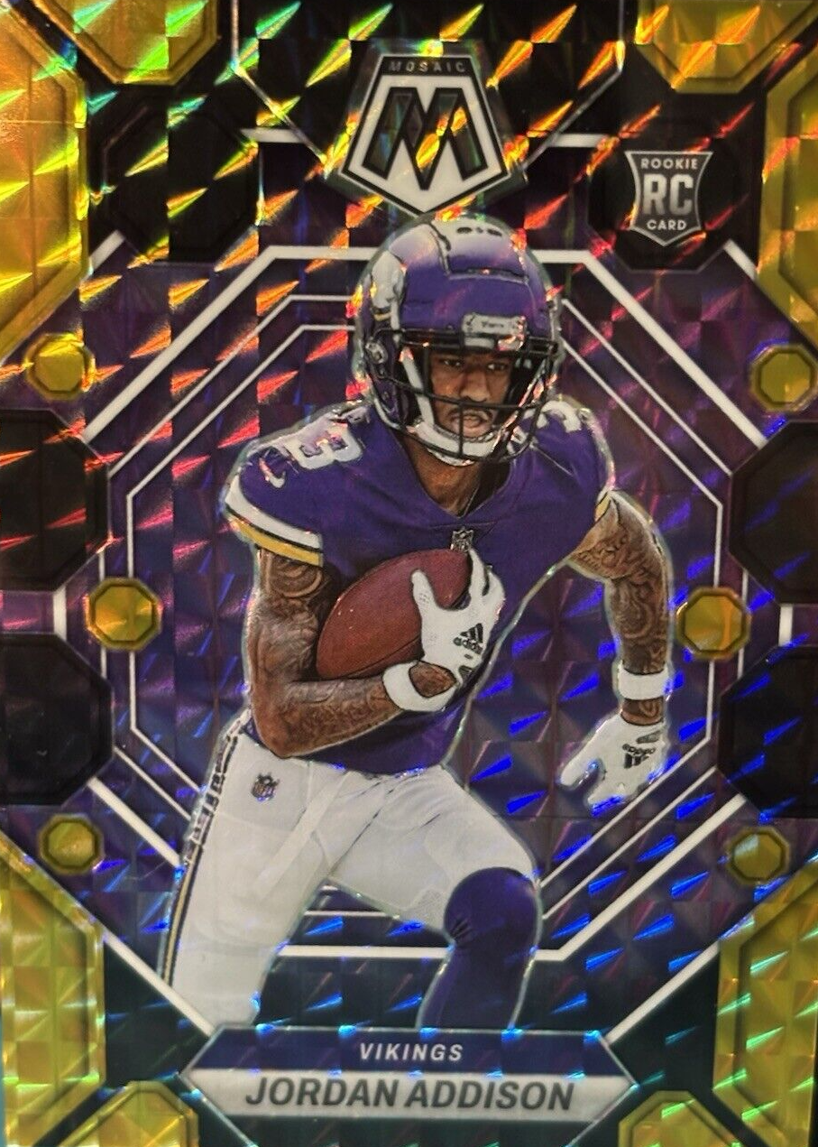 Jordan Addison 2023 Mosaic #337 Choice Black Gold /8 Price Guide ...