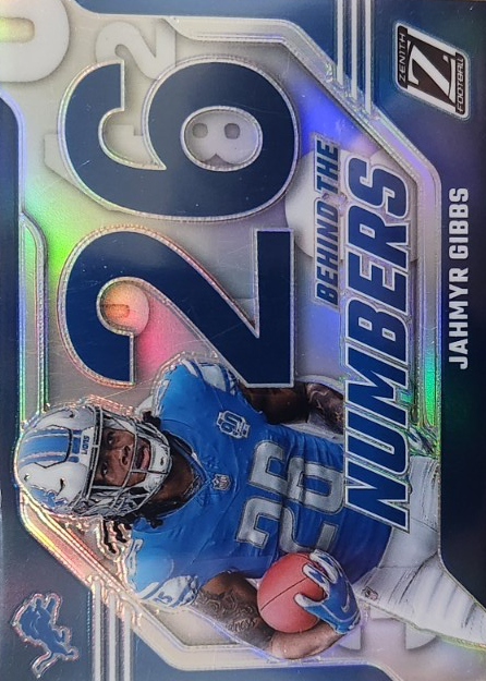 Jahmyr Gibbs 2023 Zenith #9 Behind the Numbers - Silver Price Guide ...