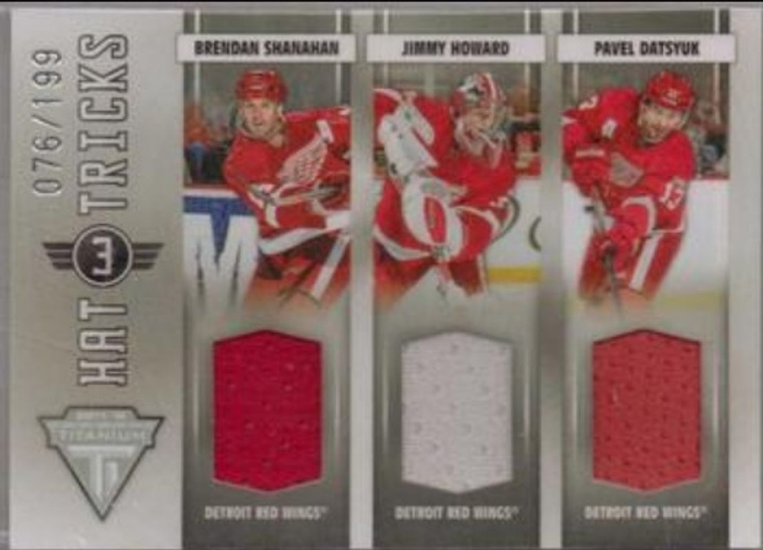 Brendan Shanahan / Jimmy Howard / Pavel Datsyuk 2011 Titanium #21 Hat ...