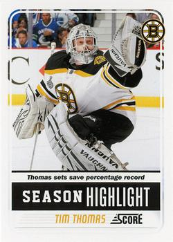 Tim Thomas 2011 Score #30 Base Price Guide - Sports Card Investor