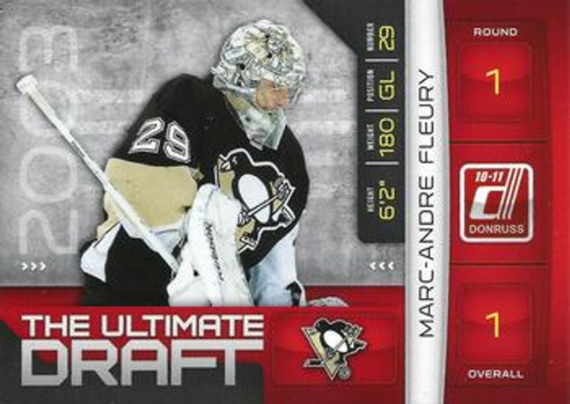 Marc-Andre Fleury 2010 Donruss #1 The Ultimate Draft Price Guide ...