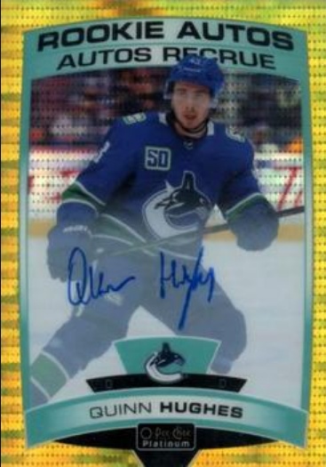 Quinn Hughes 2019 O-Pee-Chee Platinum #R-QH Rookie Autos - Seismic Gold ...