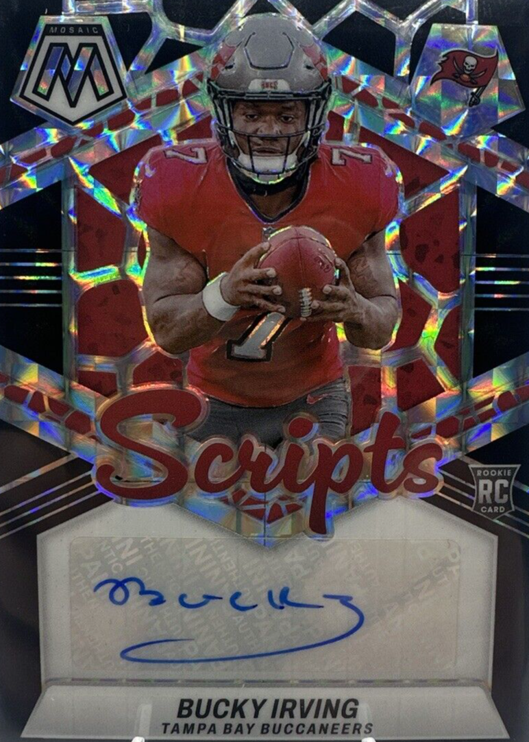 Bucky Irving 2024 Mosaic #RS-BIG Rookie Scripts - Black /1 Price Guide ...