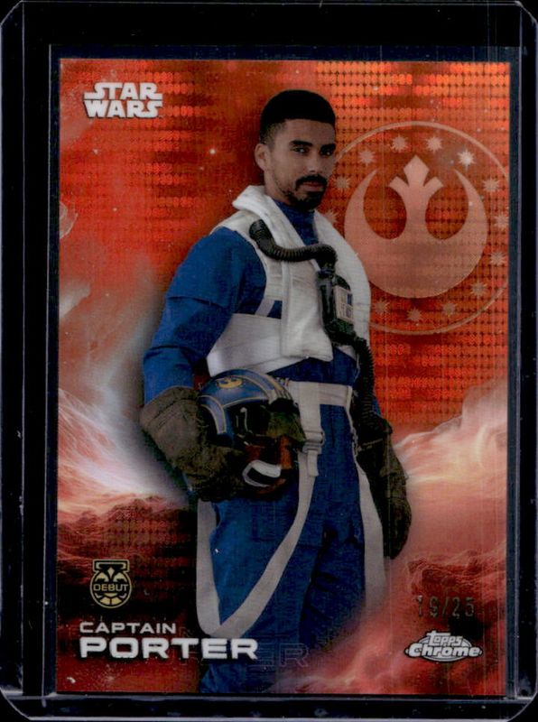 Captain Porter 2025 Topps Chrome Star Wars #20 Orange Pulsar Refractor ...