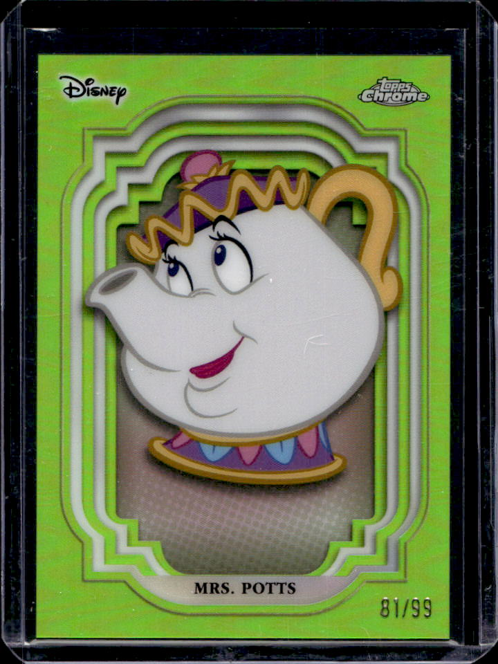 Mrs Potts 2024 Topps Chrome Disney #51 Green Refractor /99 Price Guide ...