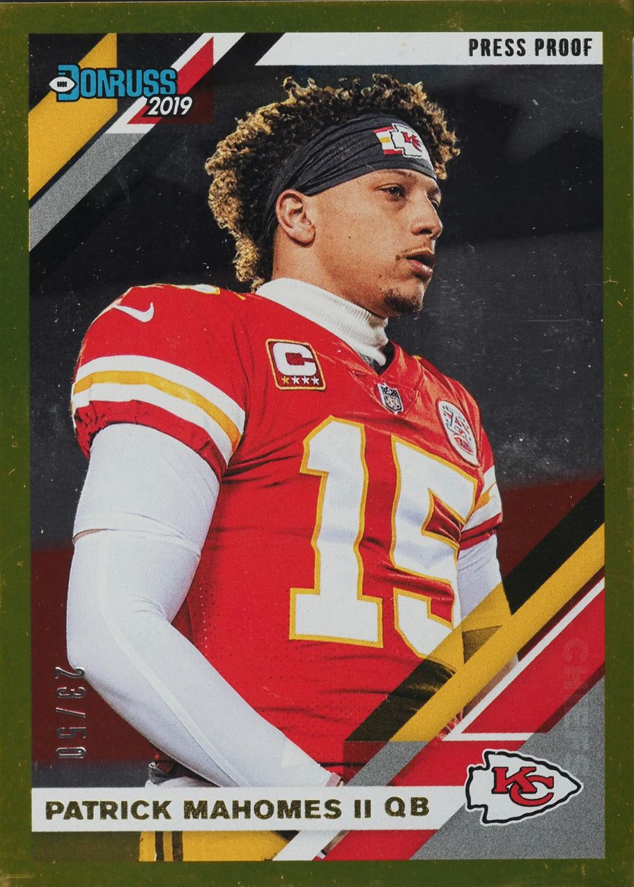 Patrick Mahomes II 2019 Donruss #1 Press Proof Gold /50 Price Guide ...