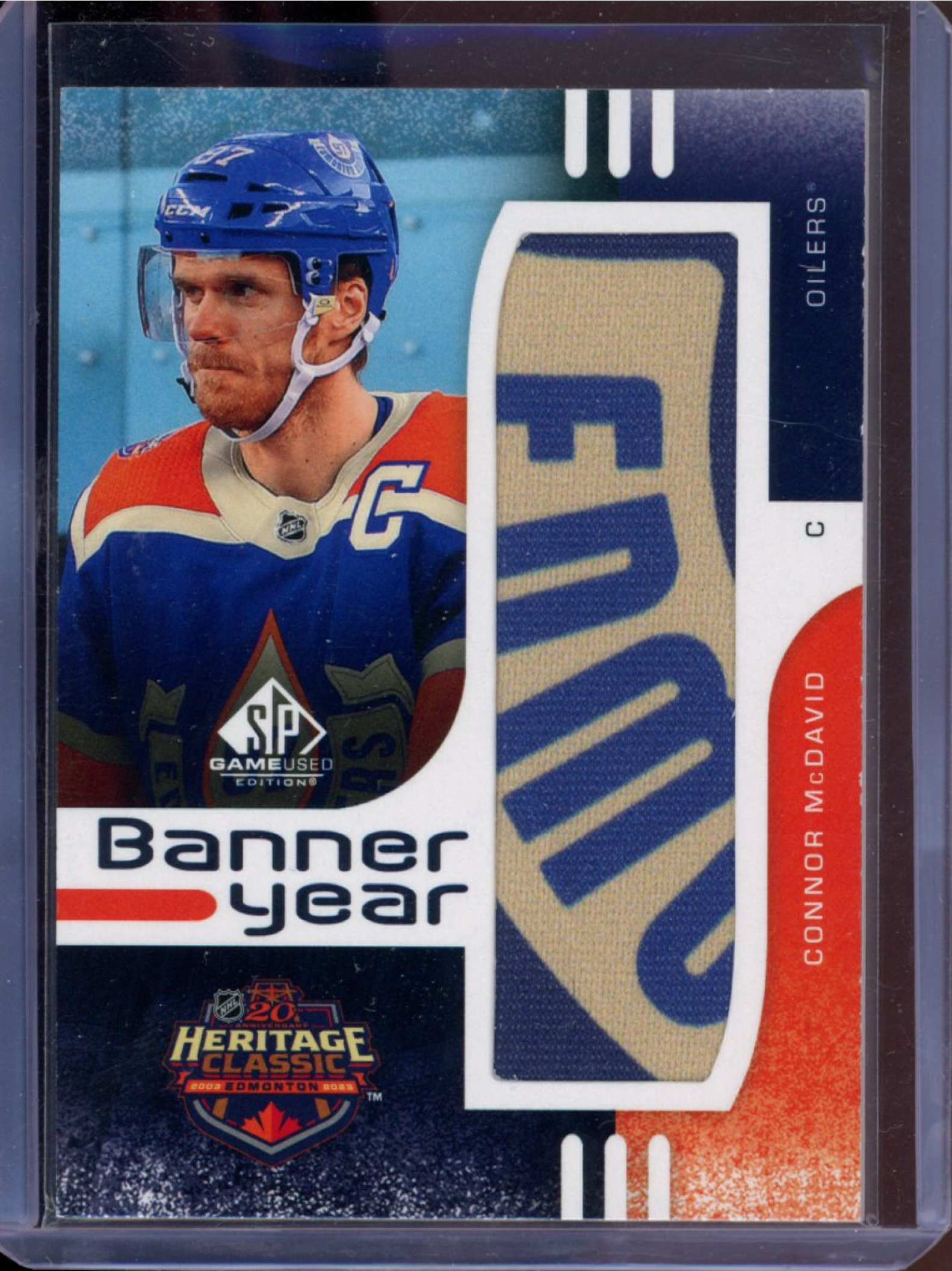 Connor McDavid 2024 SP Game Used #BYHC-CM 2023 Heritage Classic Banner ...