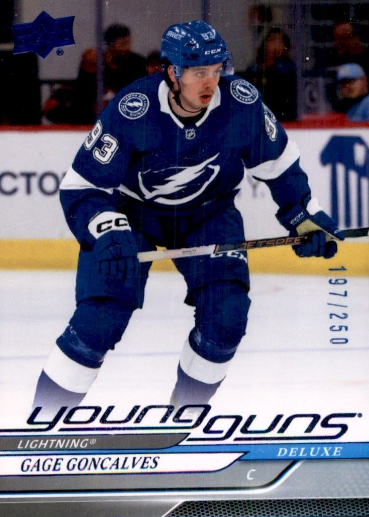 Gage Goncalves 2024 Upper Deck #247 Young Guns - Deluxe /250 Price ...