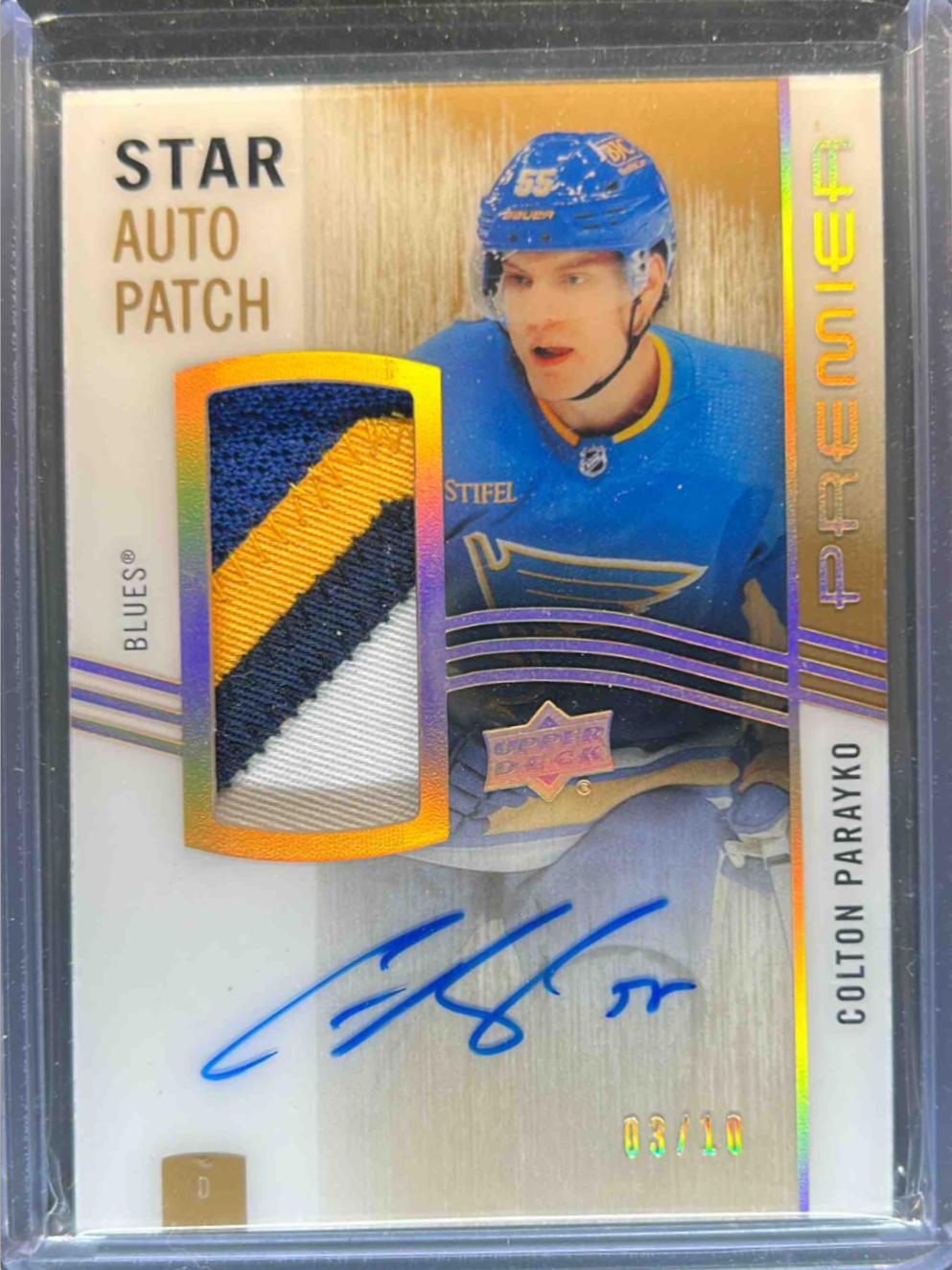 Colton Parayko 2023 Upper Deck Premier #AV-CP Acetate Star Patch Auto ...