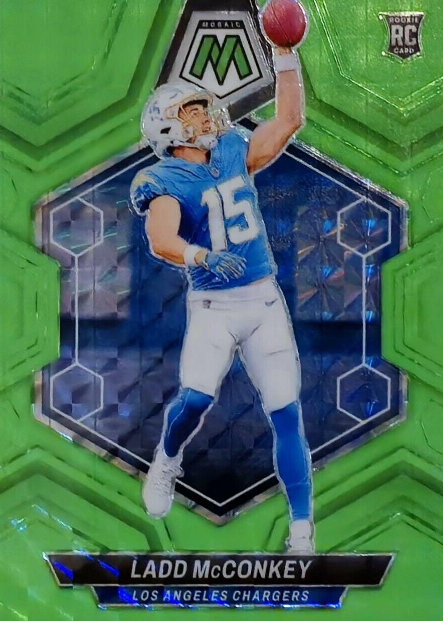 Ladd McConkey 2024 Mosaic #334 Green Fluorescent /10 Price Guide ...