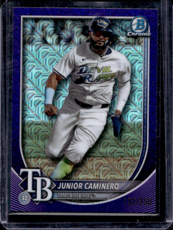 Junior Caminero 2025 Bowman Chrome Mega Box #80 Purple Mojo Refractor ...