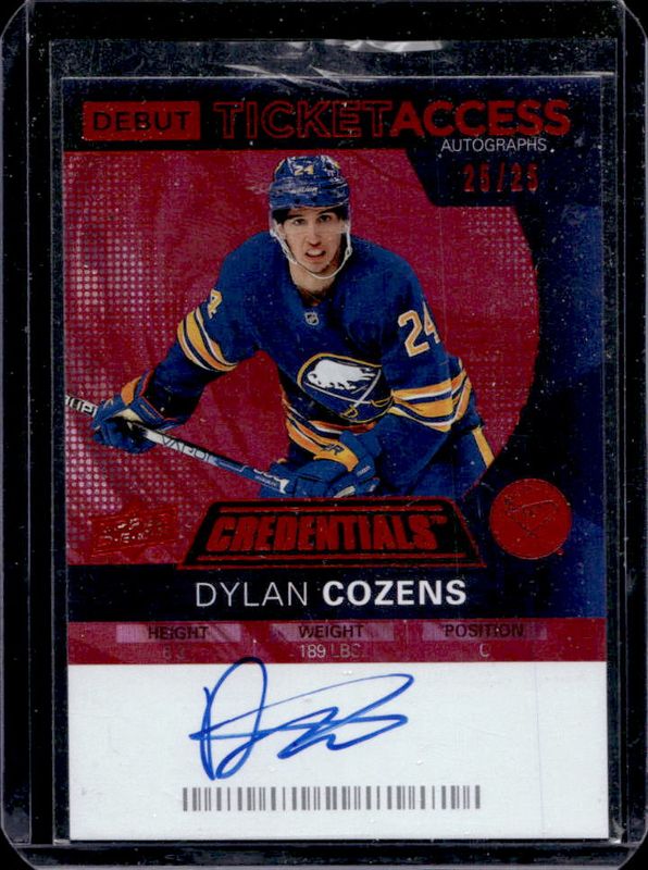 Dylan Cozens 2021 Upper Deck Credentials #DTAA-DC 2020 Debut Ticket ...