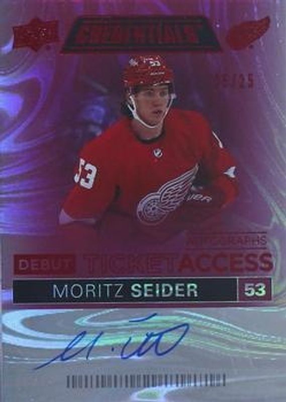 Moritz Seider 2021 Upper Deck Credentials #DTAA-MS Debut Ticket Access ...