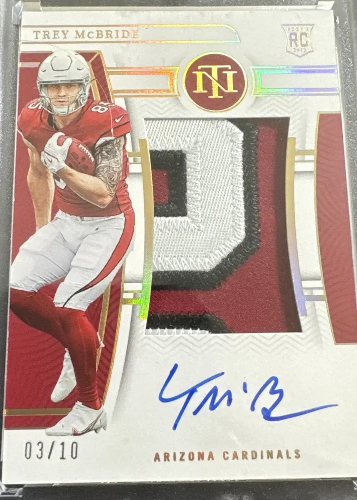 Trey McBride 2022 National Treasures #180 Rookie Patch Auto - Holo Gold ...