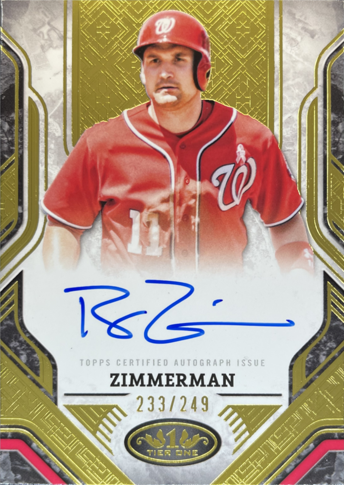 Ryan Zimmerman 2025 Topps Tier One #PPA-RZ Prime Performers Autographs ...