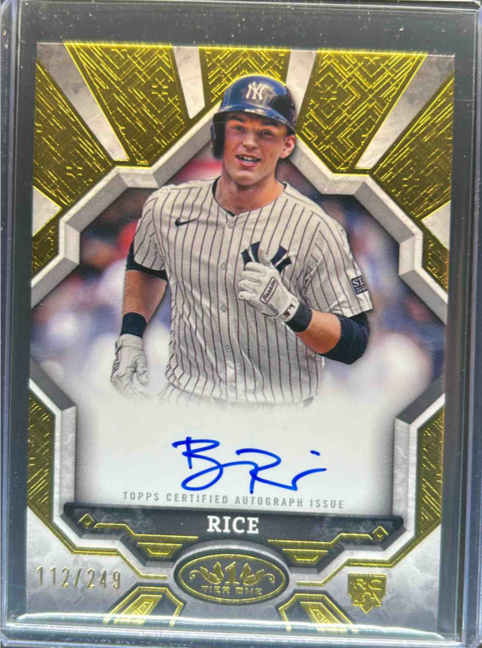 Ben Rice 2025 Topps Tier One #BOA-BR Break Out Autographs Price Guide ...