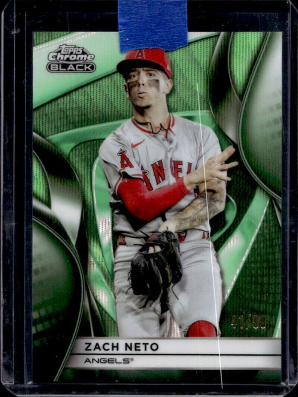 Zach Neto 2025 Topps Chrome Black #16 Green Wave Refractor /99 Price ...
