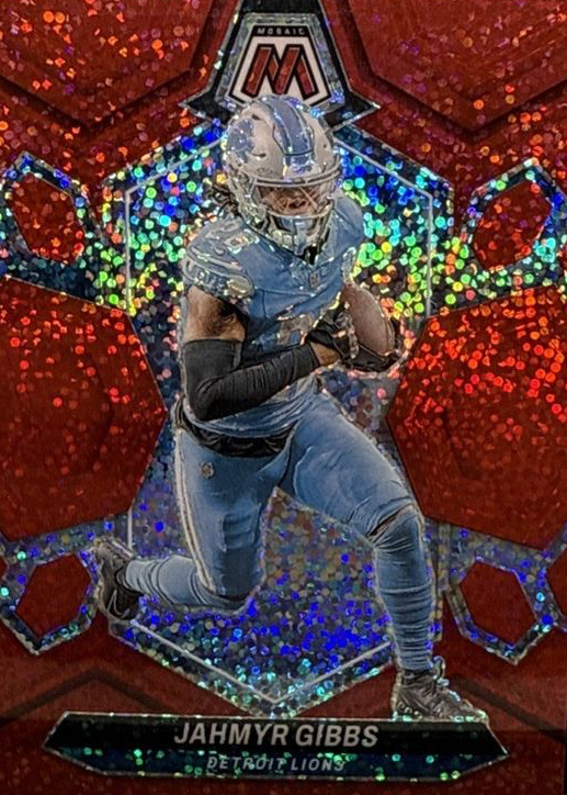Jahmyr Gibbs 2024 Mosaic #73 Red Sparkle /(SSP) Price Guide - Sports ...