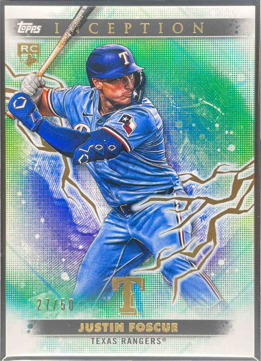 Justin Foscue 2024 Topps Inception #28 Gold Electricity /50 Price Guide ...
