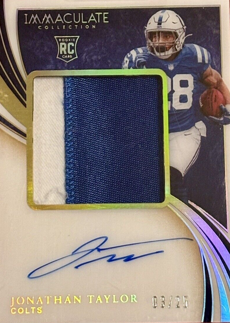 Jonathan Taylor 2020 Immaculate #PPR-JTA Premium Patch Rookie ...