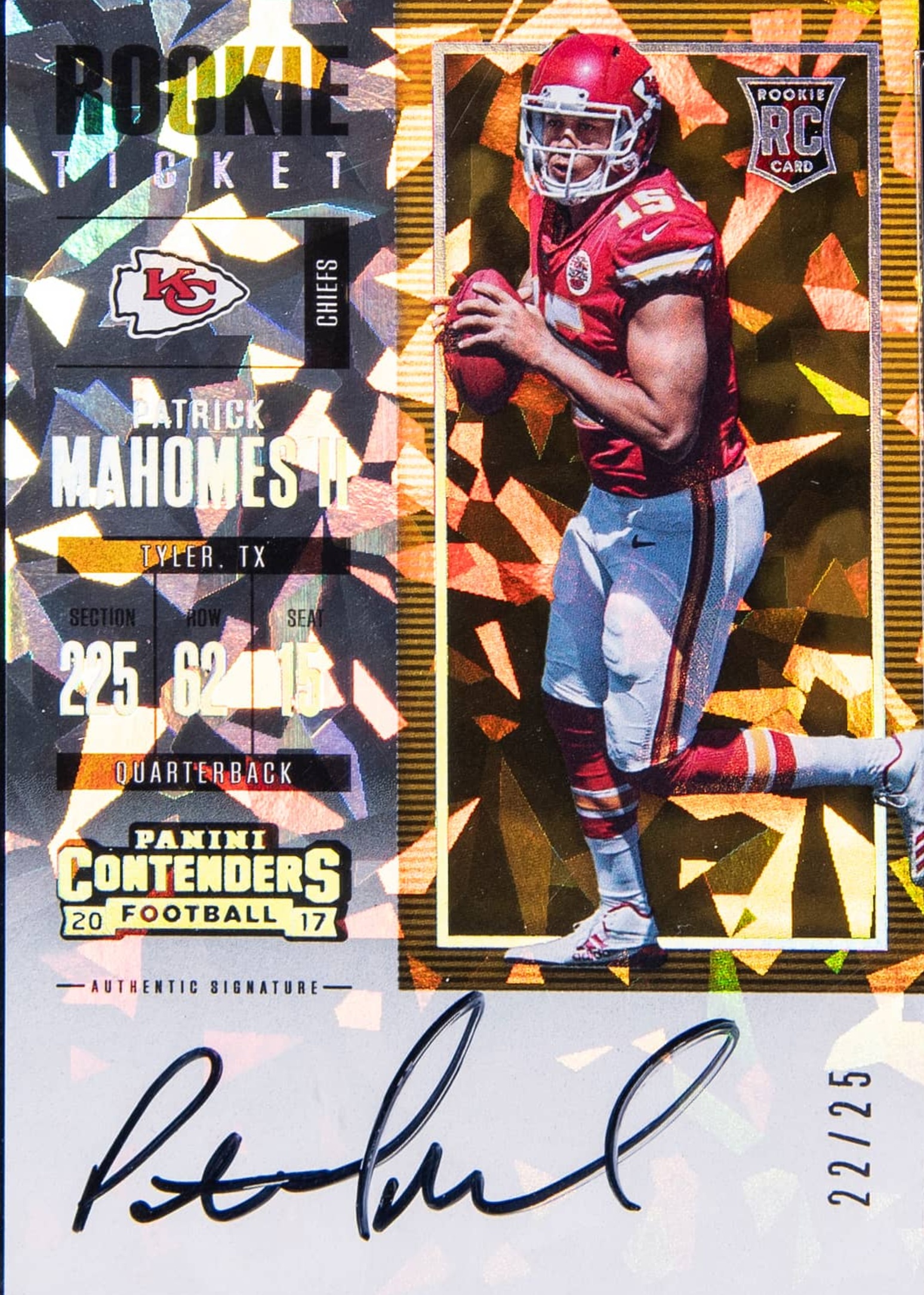 Patrick Mahomes II 2017 Contenders #303 Rookie Ticket Auto - Cracked ...