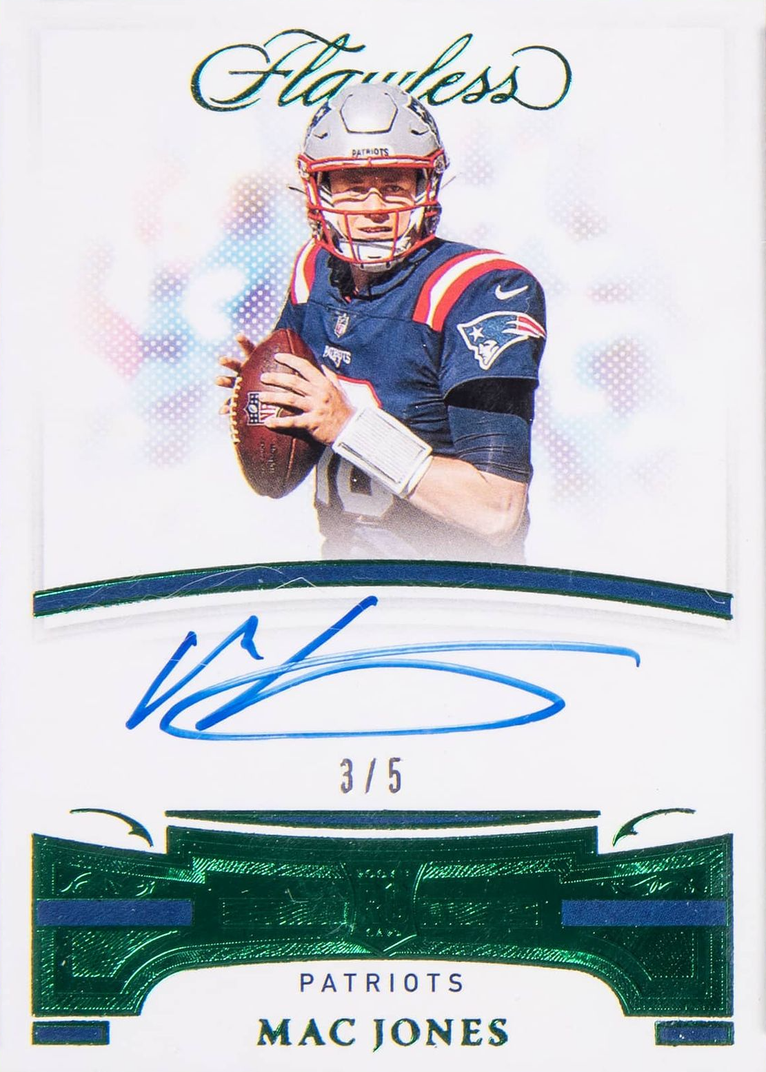 Mac Jones 2021 Flawless #FRS-MJO Flawless Rookie Signatures - Emerald ...
