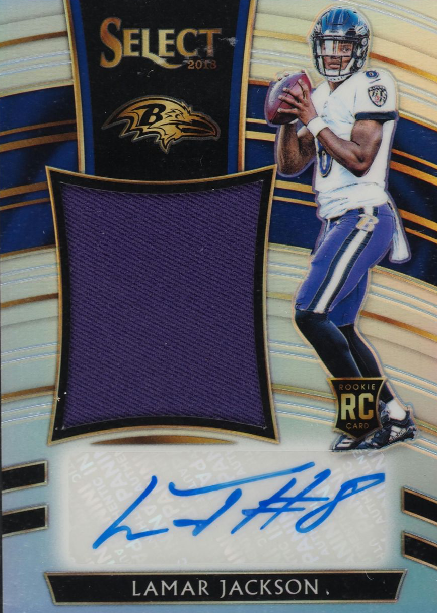 Lamar Jackson 2018 Select #JM-LJ Jumbo Rookie Signature Swatches (/35 ...