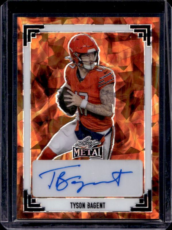 Tyson Bagent 2024 Leaf Metal #91A-TB2 91 Leaf Autographs - Crystal Fire ...