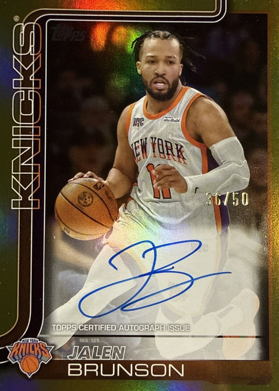 Jalen Brunson 2025 Topps #TFRA-JB Flagship Real One Autographs - Gold ...