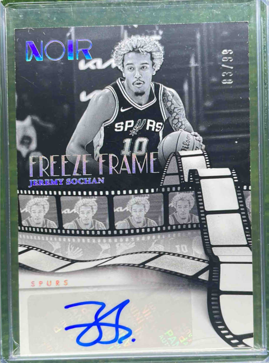 Jeremy Sochan 2024 Noir #31 Freeze Frame Signatures /49 Price Guide ...
