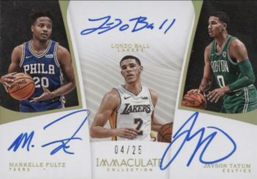 Jayson Tatum / Lonzo Ball 2017 Immaculate #T-TOP3 Triple Autographs /10 ...