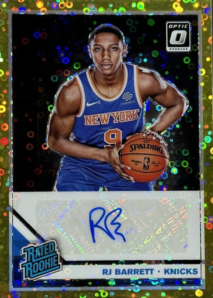 RJ Barrett 2019 Optic #178 Rated Rookie Signatures - Fast Break Gold ...